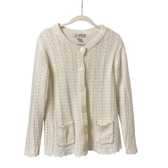 Vintage | Sweaters | Jenny Vintage Cream Cozy Knit Cottagecore Fall ...